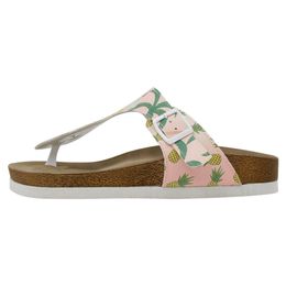 DOGO Damen Zehentrenner "Lila Zehentrenner Planty Damen Sandalen, Lila Zehentrenner", Gr. 36, gr&uuml;n, Lederimitat, Schuhe, Handgefertigt