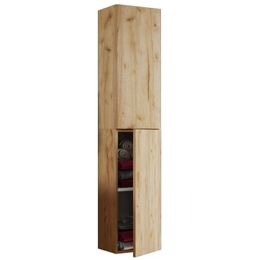 Hochschrank Vcm, B:33cm T:22cm, braun, Obermaterial: 100% Holz Wood., Badezimmer, Schr&auml;nke, "Holz Badm&ouml;bel Bad Hochschrank Badschrank Lendas"