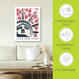 Wandbild Artland, B:90cm H:120cmfarbe bild(er): rot, Leinwand, Wohnzimmer, Bilder, "Love New York", als Alubild, Leinwandbild, Poster, Wandaufkleber