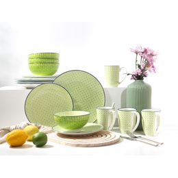 Creatable Kombiservice "Mediterran, Service 16-tlg.", 16gr&uuml;n, Geschirr-Sets, Mediterraner Flair, Traditionell keramische Motive