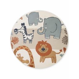 Kinderteppich Hanse Home, H:10mm &Oslash;:160cmcreme multifarben, Polypropylen, Teppiche, "Savanna", Pflegeleicht, Weich, Kinderzimmer, Spielteppich,