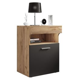 Nachttisch Vcm, B:45cm T:39cm, schwarz, Schlafzimmer, Sideboards, "Holz Nachttisch Nachtschrank Schublade Slepal M"