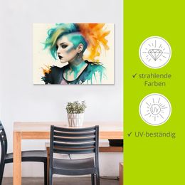 Wandbild Artland, B:120cm H:90cm, bunt, Alu Dibond, Wohnzimmer, Bilder, "Weiblicher Punk X", als Alubild, Leinwandbild, Poster, Wandaufkleber in