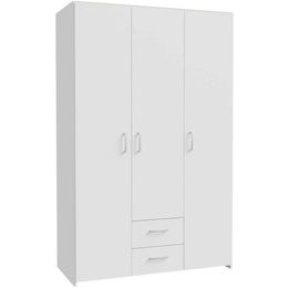 Kleiderschrank FORTE, B:119,4cm H:190,5cm T:54,4cm, wei&szlig;, Schlafzimmer, Schr&auml;nke, "Econobox", Dreht&uuml;renschrank, zeitloses Design mit alufarbigen