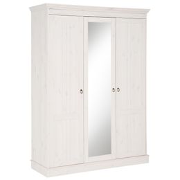 Kleiderschrank OTTO HOME, B:145cm H:187cm T:54cm, wei&szlig;, Massivholz, Kinderzimmer, Schr&auml;nke, "Indra", aus massiver Kiefer, mit Spiegel bei der 3- und
