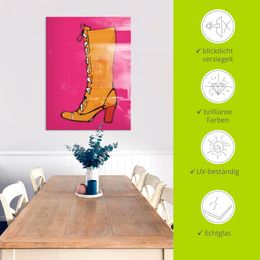 Glasbild Artland, B:45cm H:60cmfarbe bild(er): pink, Glas, Wohnzimmer, Bilder, "Stiefel", in verschiedenen Gr&ouml;&szlig;en