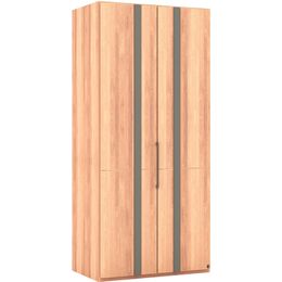 Kleiderschrank Musterring, B:100cm H:217cm, braun, Schlafzimmer, Schr&auml;nke, "Sorrent, Kleiderschrank, teilmassiv Eiche", T&uuml;ren in Eiche massiv mit