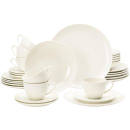Seltmann Weiden Geschirr-Set "Kombiservice Savona Fine Diamond 30er Set creme", 30 tlg., beige, Geschirr-Sets, Sp&uuml;lmaschinenfest, Mikrowellensicher,