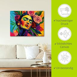 Wandbild Artland, B:120cm H:90cm, bunt, Leinwand, Wohnzimmer, Bilder, "Die florale Umarmung, Rosen M&auml;dchen", als Alubild, Leinwandbild, Poster,