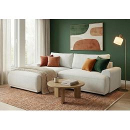 Ecksofa Trendmanufaktur, B:250cm H:82cm T:167cm, wei&szlig;, 100% Polyester, Wohnzimmer, Sofas, "Fordon, Schlafsofa mit Bettkasten, Couch in L-Form, Breite