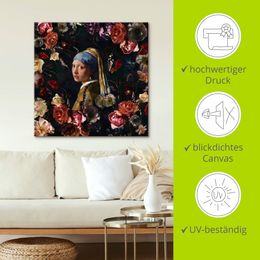 Wandbild Artland, B:70cm H:70cm, bunt, Leinwand, Wohnzimmer, Bilder, "M&auml;dchen mit den Perlenohrring Adaption", als Alubild, Leinwandbild, Poster,