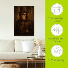 Wandbild Artland, B:60cm H:90cm, braun, Leinwand, Wohnzimmer, Bilder, "Steampunk-Affe", als Alubild, Leinwandbild, Poster, Wandaufkleber in
