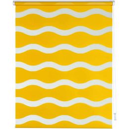 Doppelrollo K-home, B:75cm H:200cm, gelb, Polyester, Rollos, "Welle", im Festma&szlig;