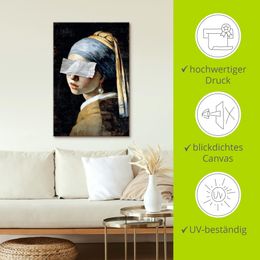 Wandbild Artland, B:60cm H:90cm, blau, Leinwand, Wohnzimmer, Bilder, "M&auml;dchen mit dem Perlenohrring und Papier", als Alubild, Leinwandbild, Poster,