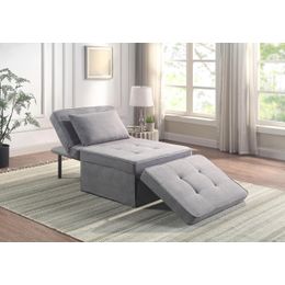 Schlafsofa, B:80cm H:43cm T:70cm, grau, ATLANTIC HOME COLLECTION, 100% PES, Jugendzimmer, Sofas, "Finn", wandelbar zum Loungesessel, Relaxliege und