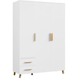 Dreht&uuml;renschrank Rauch, B:140cm H:203cm T:53cm, wei&szlig;, Holzwerkstoff, Schr&auml;nke, "Kleiderschrank Schrank Garderobe SHINJO Breiten 93/140/187 cm",