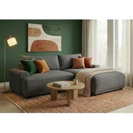 Ecksofa Trendmanufaktur, B:250cm H:82cm T:167cm, grau, 100% Polyester, Wohnzimmer, Sofas, "Fordon, Schlafsofa mit Bettkasten, Couch in L-Form, Breite