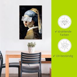 Wandbild Artland, B:60cm H:90cm, bunt, Alu Dibond, Wohnzimmer, Bilder, "M&auml;dchen mit dem Perlenohrring und Papier", als Alubild, Leinwandbild, Poster,