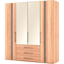 Kleiderschrank Musterring, B:200cm H:217cm, braun, Schlafzimmer, Schr&auml;nke, "Sorrent, Kleiderschrank, teilmassiv Eiche", T&uuml;ren in Eiche massiv und als
