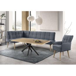 Eckbank exxpo - SOFA FASHION "Latte", antrazith, B:234cm H:95cm T:156cm, 94% PES, 6% NY, Sitzb&auml;nke, Eckbank, moderne Sitz- und R&uuml;ckensteppung, bequem und elegant, hoher Holzfu&szlig;