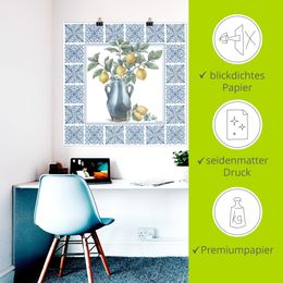 Wandbild Artland, B:100cm H:100cm, blau, Papier, Wohnzimmer, Bilder, "Le Citron V", als Alubild, Leinwandbild, Poster, Wandaufkleber in verschied.