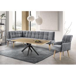 Eckbank exxpo - SOFA FASHION "Latte", antrazith, B:234cm H:95cm T:156cm, 100% PES, Sitzb&auml;nke, Eckbank, moderne Sitz- und R&uuml;ckensteppung, bequem und elegant, hoher Holzfu&szlig;