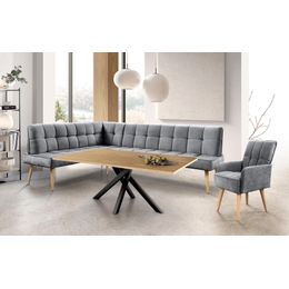 Eckbank exxpo - SOFA FASHION "Latte", antrazith, B:254cm H:95cm T:196cm, 100% PES, Sitzb&auml;nke, Eckbank, moderne Sitz- und R&uuml;ckensteppung, bequem und elegant, hoher Holzfu&szlig;