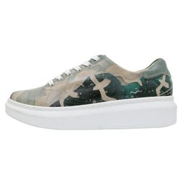 DOGO Damen Plateausneaker "Myra Low-Top Sneaker Spring In East Damen Sneaker, Myra Low-Top", Gr. 36, gr&uuml;n, Lederimitat, Schuhe, Handgefertigt