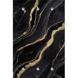 Garderobenpaneel queence "Wandgarderobe mit Motiv Marmor Abstrakt inkl. Edelstahlhaken", schwarz (gold), B:80cm H:120cm T:2,5cm, Acrylglas, Edelstahl, Garderobenpaneele, Garderobenpaneel, HD Premium Druck auf Acrylglas