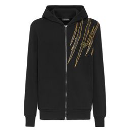 Plein Sport Jungen Kapuzensweatjacke "Scratch"0216, schwarz, gold, Gr. L, Obermaterial: 88% Baumwolle, 12% Polyester, Sweatjacken