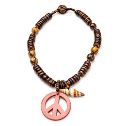 Damen Kette mit Anh&auml;nger "Peace", braun, Basic, Collezione Alessandro, Holz, Halsketten, Peace Symbol