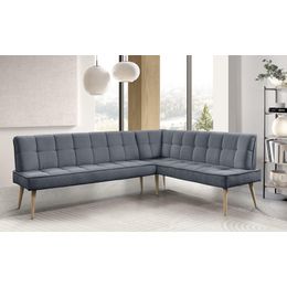Eckbank exxpo - SOFA FASHION "Latte", antrazith, B:254cm H:95cm T:196cm, 94% PES, 6% NY, Sitzb&auml;nke, Eckbank, moderne Sitz- und R&uuml;ckensteppung, bequem und elegant, hoher Holzfu&szlig;