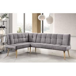 Eckbank exxpo - SOFA FASHION "Latte", cappuccino, B:234cm H:95cm T:156cm, 100% PES, Sitzb&auml;nke, Eckbank, moderne Sitz- und R&uuml;ckensteppung, bequem und elegant, hoher Holzfu&szlig;