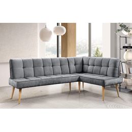 Eckbank exxpo - SOFA FASHION "Latte", antrazith, B:234cm H:95cm T:156cm, 100% PES, Sitzb&auml;nke, Eckbank, moderne Sitz- und R&uuml;ckensteppung, bequem und elegant, hoher Holzfu&szlig;