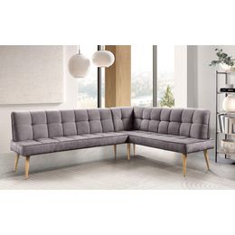 Eckbank exxpo - SOFA FASHION "Latte", cappuccino, B:254cm H:95cm T:196cm, 100% PES, Sitzb&auml;nke, Eckbank, moderne Sitz- und R&uuml;ckensteppung, bequem und elegant, hoher Holzfu&szlig;