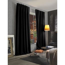 Gardine Home Wohnideen, B:135cm H:245cm, schwarz, Polyester, Wohnzimmer, Gardinen, "ACUSTICO", AKUSTIKSCHAL, DIM-OUT-STOFF, UNI