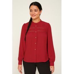 V&eacute;ro Moda VERO MODA Damen Langarmbluse "VMEMMA LS LACE SHIRT WVN GA NOOS"karanda rot, Gr. L, unifarben, Web, Obermaterial: 100% Polyester, Blusen
