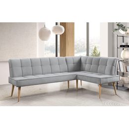 Eckbank exxpo - SOFA FASHION "Latte", silber, B:234cm H:95cm T:156cm, 94% PES, 6% NY, Sitzb&auml;nke, Eckbank, moderne Sitz- und R&uuml;ckensteppung, bequem und elegant, hoher Holzfu&szlig;