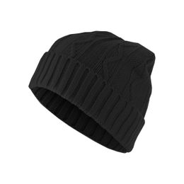 MSTRDS Herren Beanie "MSTRDS Unisex Beanie Cable Flap"schwarz, Kunstfaser, M&uuml;tzen
