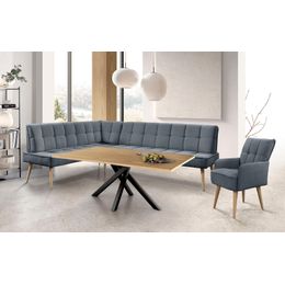Eckbank exxpo - SOFA FASHION "Latte", antrazith, B:254cm H:95cm T:196cm, 94% PES, 6% NY, Sitzb&auml;nke, Eckbank, moderne Sitz- und R&uuml;ckensteppung, bequem und elegant, hoher Holzfu&szlig;