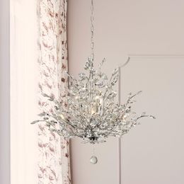 Searchlight Kronleuchter "H&auml;ngeleuchte Bouquet", 11, &Oslash; 78cm H: 62cm, 1 Stk., silber, Wohnzimmer, Leuchten, Glamour&ouml;s