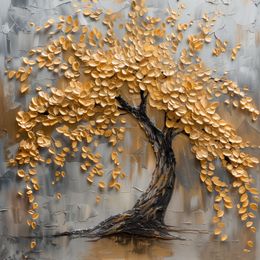Acrylglasbild queence, B:100cm H:100cm T:1,5cm, gold, Acrylglas, Bilder, "Goldener Herbst", HD Premium Kunstdruck in Galeriequalit&auml;t