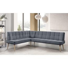 Eckbank exxpo - SOFA FASHION "Latte", antrazith, B:254cm H:95cm T:196cm, 94% PES, 6% NY, Sitzb&auml;nke, Eckbank, moderne Sitz- und R&uuml;ckensteppung, bequem und elegant, hoher Holzfu&szlig;