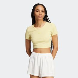 Damen T-Shirt "ESS RIB TEE", gelb, Gr. XXL, adidas originals, Obermaterial: 46% Baumwolle, 45% Viskose, 9% Elasthan, Shirts, figurbetonte Passform,