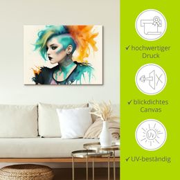 Wandbild Artland, B:120cm H:90cm, bunt, Leinwand, Wohnzimmer, Bilder, "Weiblicher Punk X", als Alubild, Leinwandbild, Poster, Wandaufkleber in