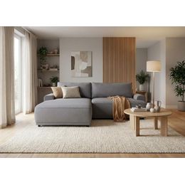 Ecksofa Trendmanufaktur, B:250cm H:82cm T:167cm, grau, 100% Polyester, Wohnzimmer, Sofas, "Fordon, Schlafsofa mit Bettkasten, Couch in L-Form, Breite