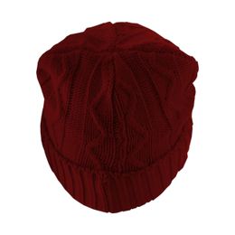 MSTRDS Damen Beanie "MSTRDS Unisex Beanie Cable Flap"maroon, Kunstfaser, M&uuml;tzen