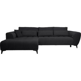 Ecksofa WERK2 "Garay, XXL-Liegefl&auml;che: elektrisch ausziehbar auf ca. 228&times;126 cm", schwarz, B:287cm H:64cm T:220cm, 100% Polyester, Sofas, Ecksofa, Luxus in &Uuml;bergr&ouml;&szlig;e: XXL-Liegefl&auml;che, Komfort-Ottomane & stilvolle F&uuml;&szlig;e