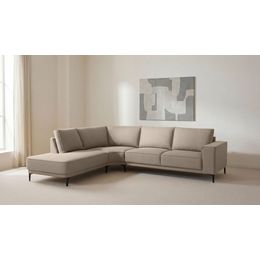 Ecksofa OTTO HOME, B:287cm H:85cm T:239cm, beige, 100% Polyester, Wohnzimmer, Sofas, "Casina", mit abgerundeter Ottomane, in einem weichen