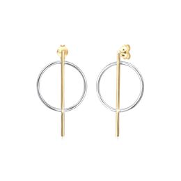 Elli Damen Paar Ohrstecker "Ohrstecker Rund Bicolor 925 Sterling Silber vergoldet", onesize, ohne Stein, Silber 925 (Sterlingsilber), gold, Silber